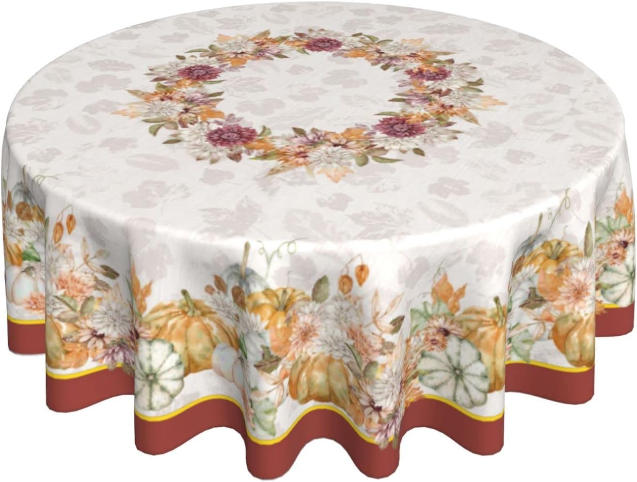Amazon.com: Kawani Autumn Pumpkin Harvest Tablecloth Round 60 Inch ...