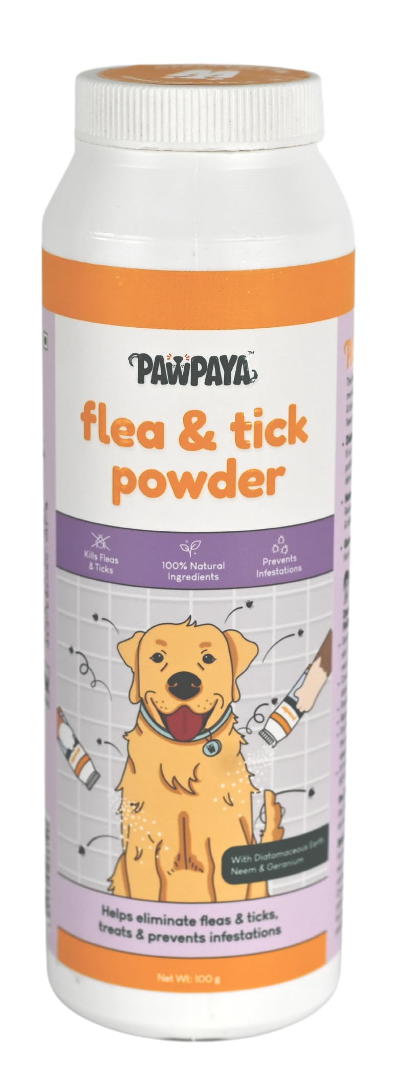 Pawpaya Natural Flea and Tick Powder for Dogs and Cats, 100g : Amazon ...