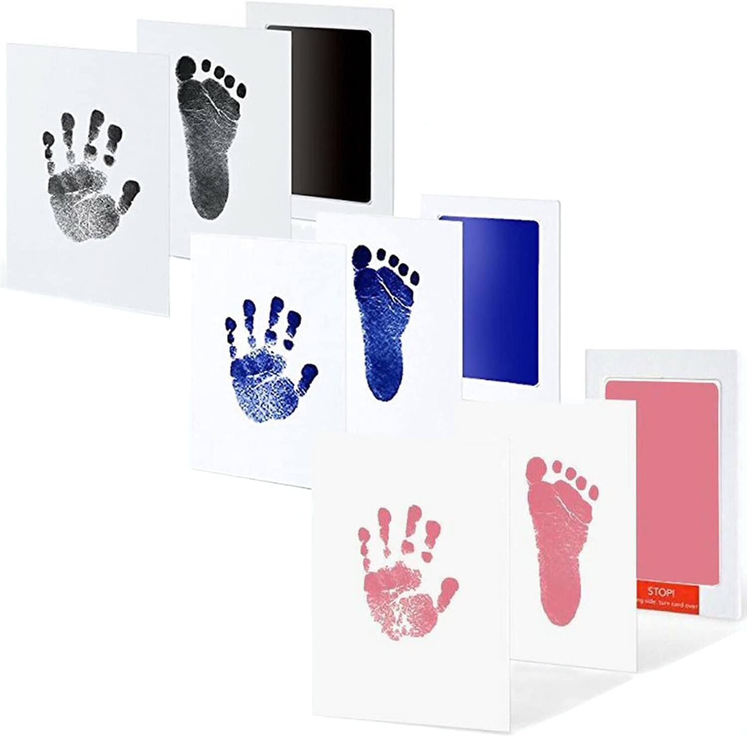 (Black) - MengNi Baby Footprint Handprint Pet Paw Print Kit with 4 Ink ...