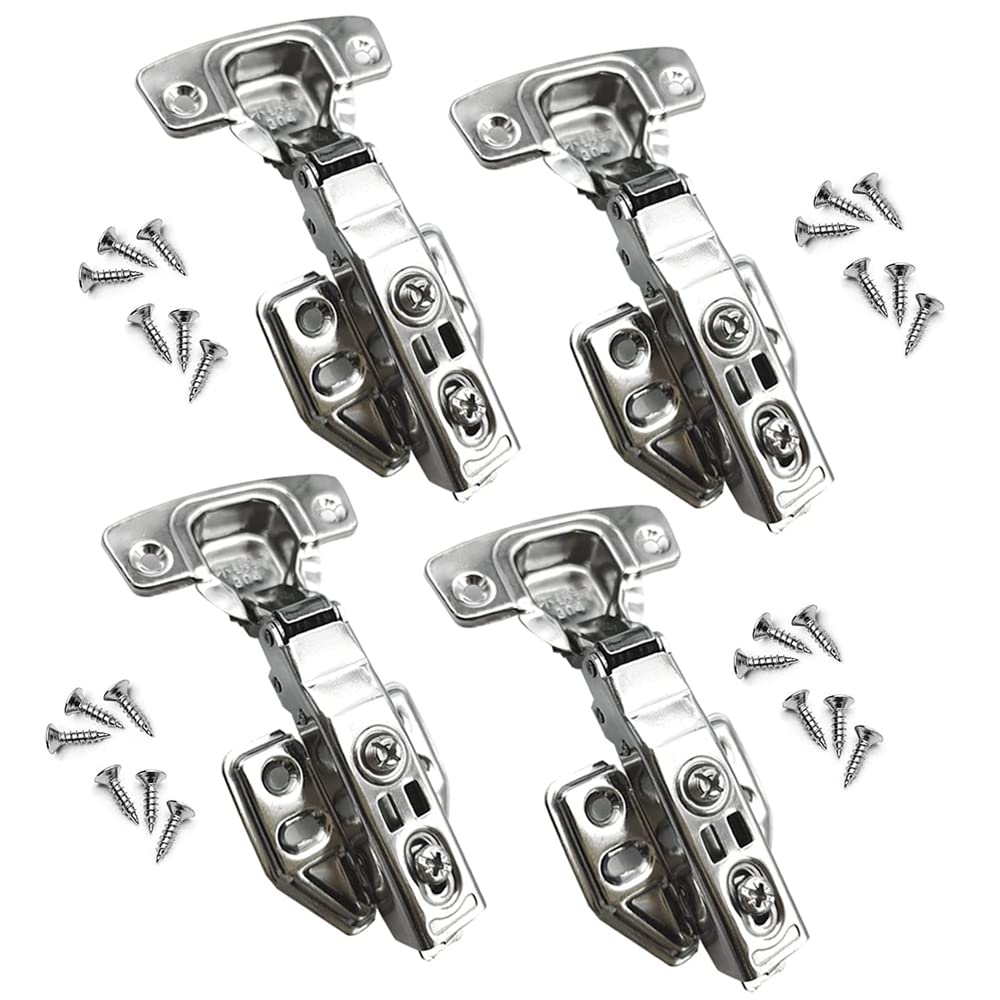 Bestgle 4 Pcs Cabinet Hinge Kitchen Cupboard Hinge Set Stainless Steel ...