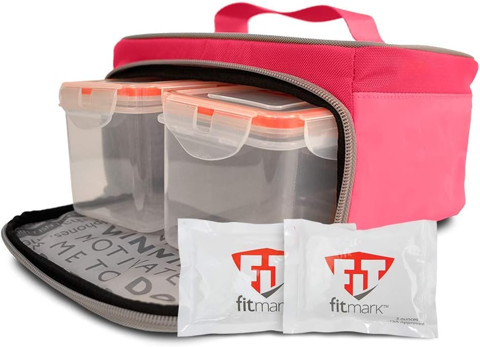 Amazon.com: Fitmark Box Small Pink Meal Prep Insulated Bag with BPA ...