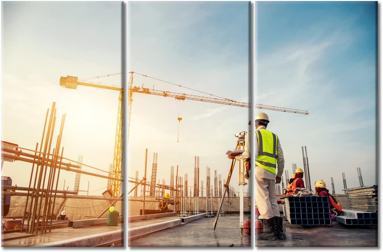 Amazon.com: 3 Panel Modern Surveyor Builder Engineer Black and White ...