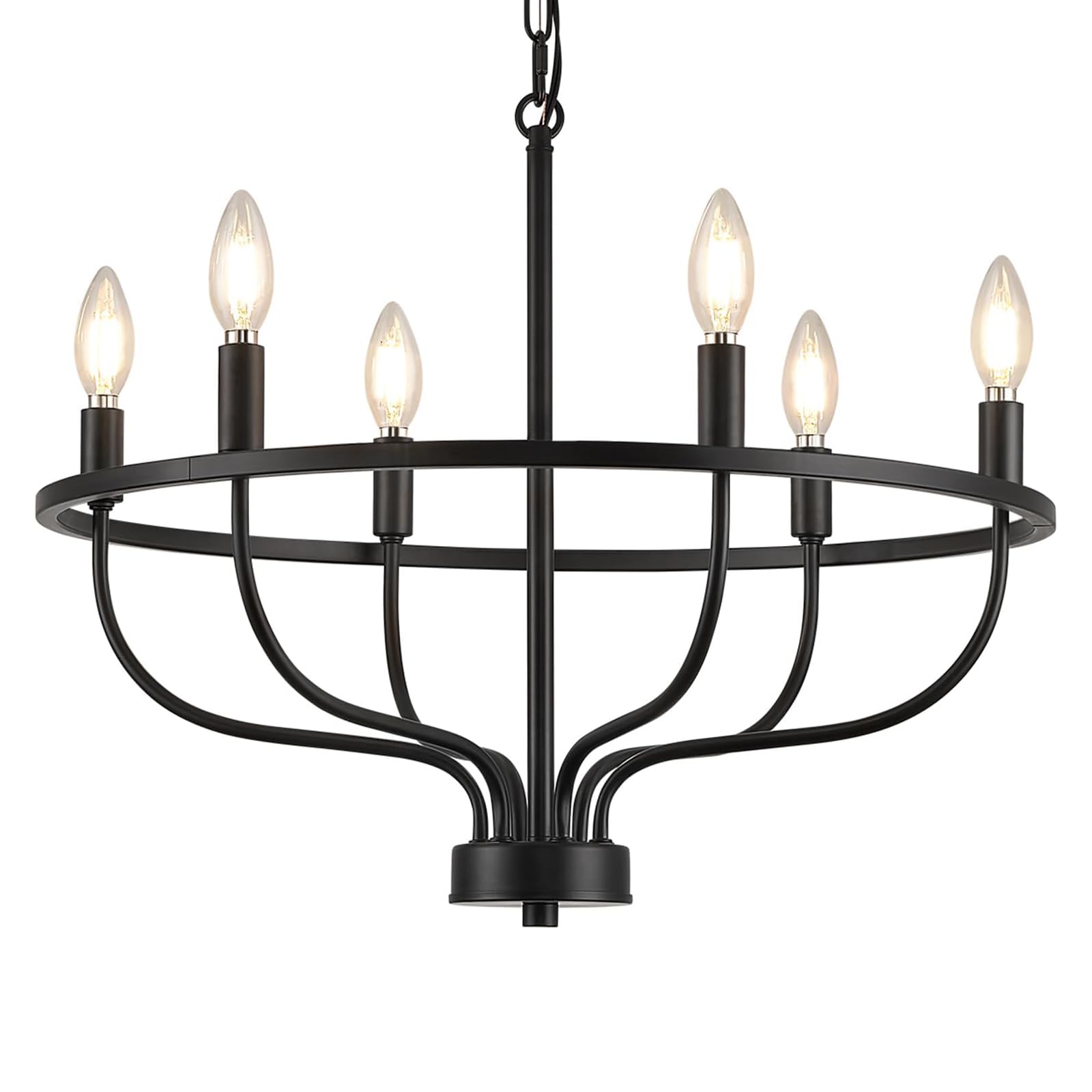 iuilaee 6-Light Black Farmhouse Chandelier, Rustic Vintage Metal Candle ...