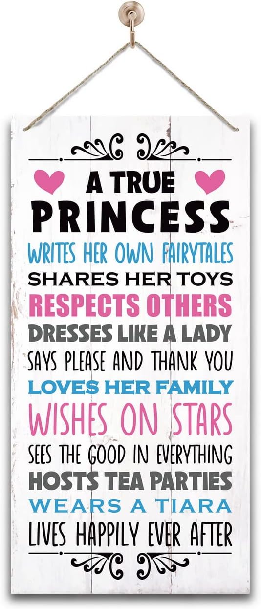 Amazon.com: True Princess Home Sign - Hanging Wood Sign, Princess ...