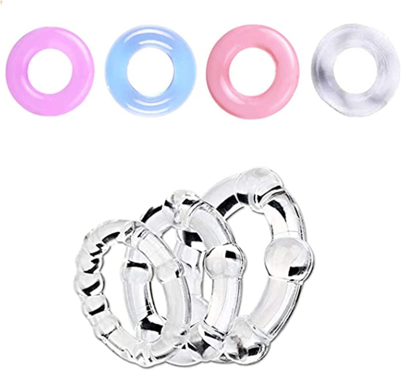 FYATTVA Silicone Pennis Ring Cock Ring Men`s Colorful Lcok Ring 7 pcs ...