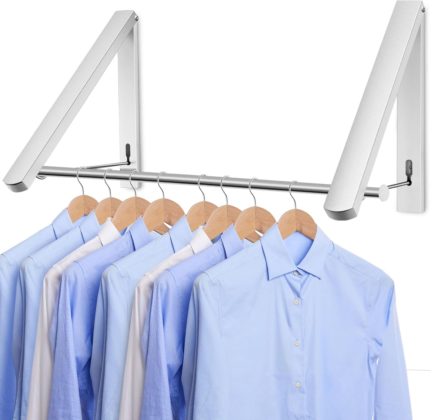 LIVEHITOP Wall Mounted Clothes Rail, Folding Clothes Hanger Aluminum ...
