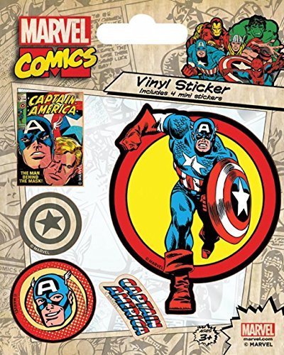 Captain America - 5 Piece Marvel Vinyl Sticker Set / Pack (1 Large ...