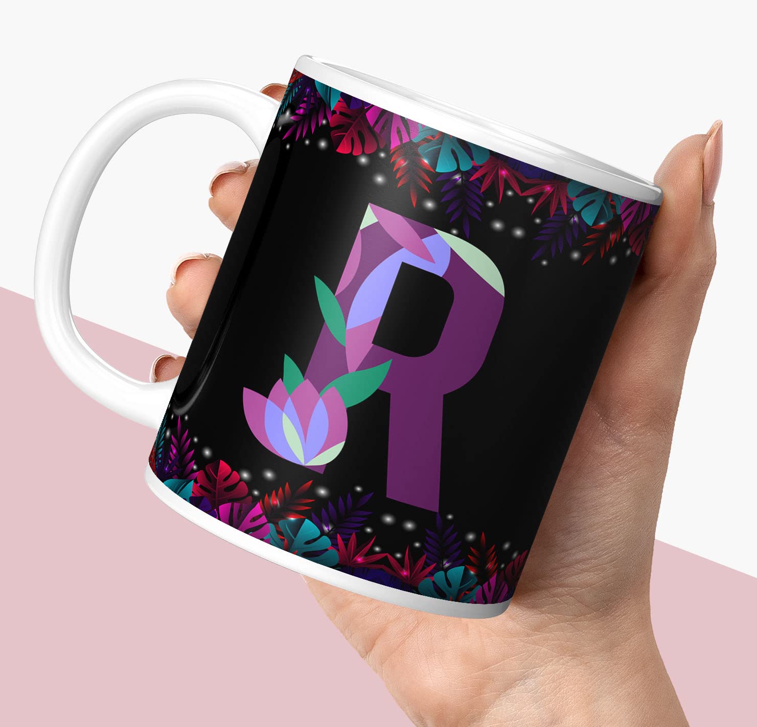 Buy NH10 DESIGNS Colorful Floral Alphabet Letter R Printed Coffee Mug ...