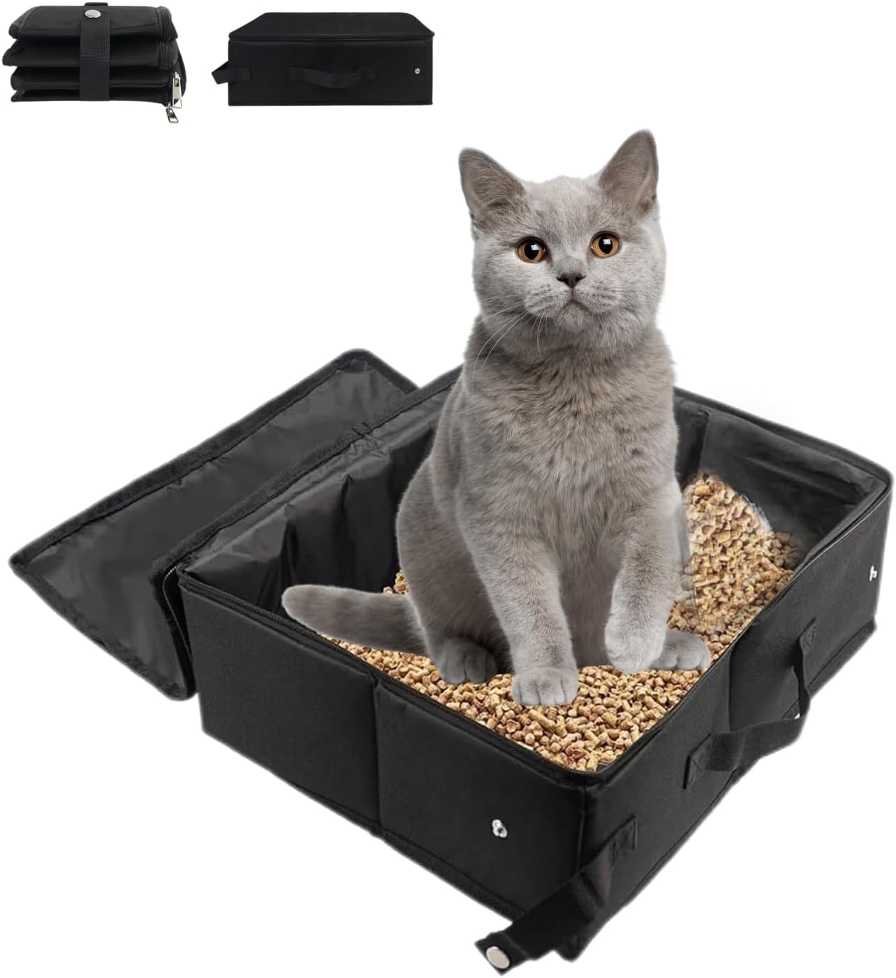 Amazon.com: Portable Cat Travel Litter Box with Zipped Lid, Foldable ...