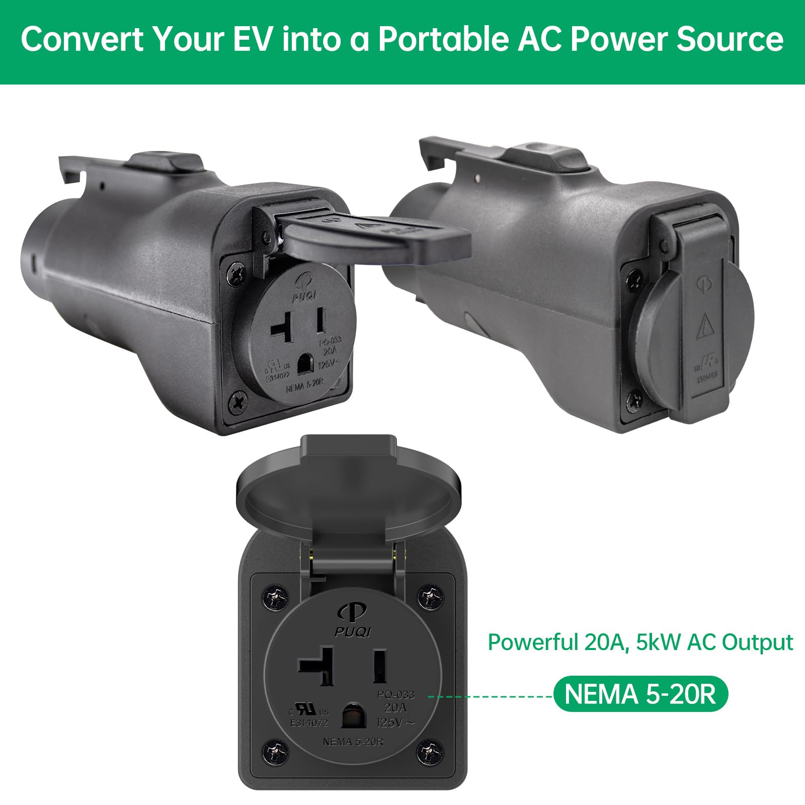 Vehicle To Load Adapter 20A V2L Adapter For Hyundai Ioniq 5/6, Kia EV6 ...