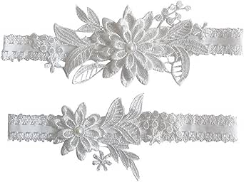 Amazon.com: Hermoli Wedding Bridal Thigh Garter White Flower Lace Bride ...