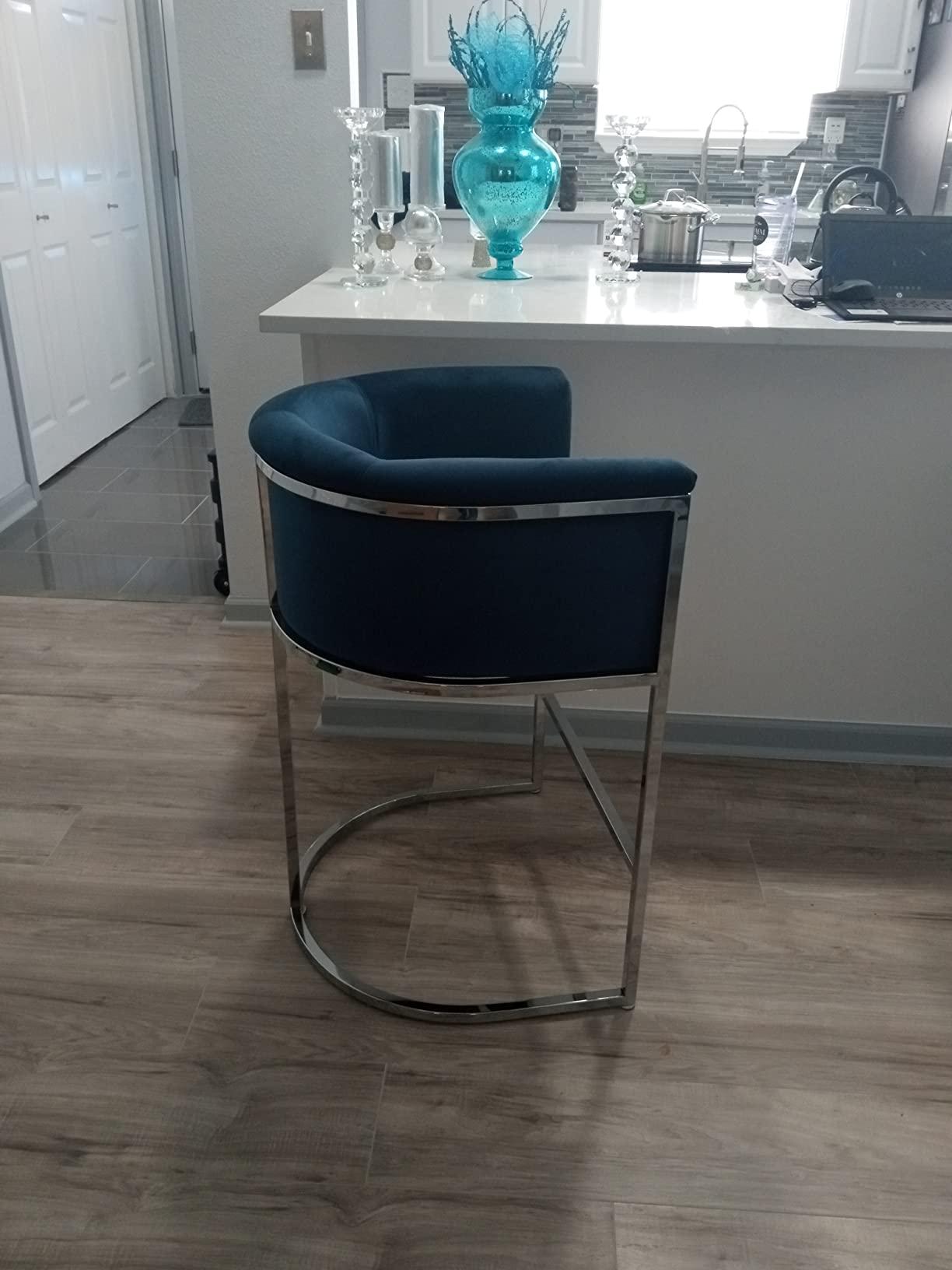 $11/mo - Finance Iconic Home Finley Counter Stool Chair Velvet ...