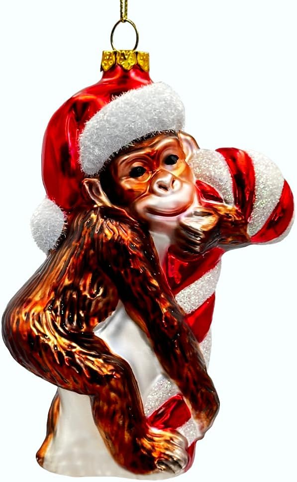 Amazon.com: The Bridge Collection Santa Monkey Ornament - 4" Cute and ...