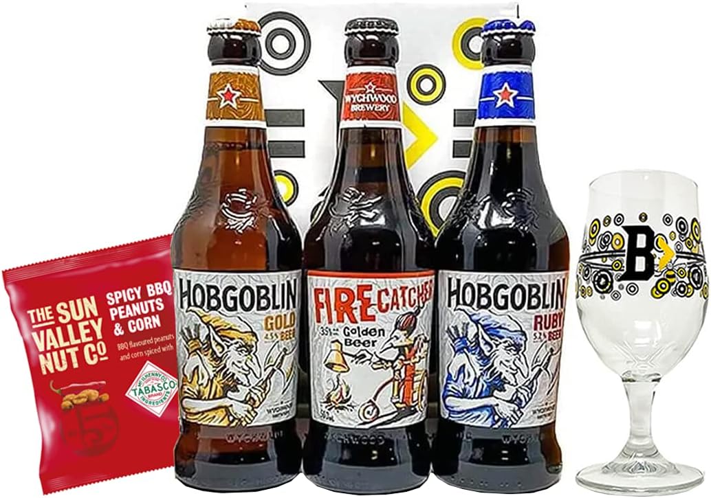 Wychwood Hobgoblin Real Ale Gift Pack with Branded Beer Hunter Glass ...