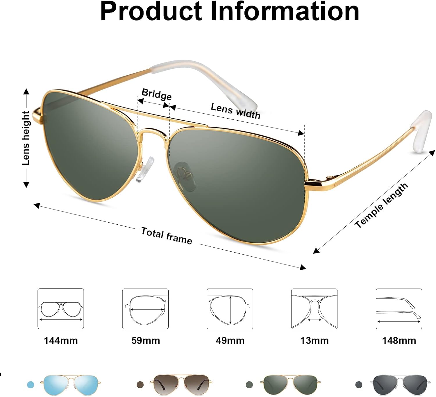 NEWSTE Fashion Polarized Avaitor Sunglasses for Men Women Rose Gloden ...