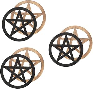 Amazon.co.jp: CIYODO 6pcs Pentagram Decor Wooden Pentagon Altar Tiles ...