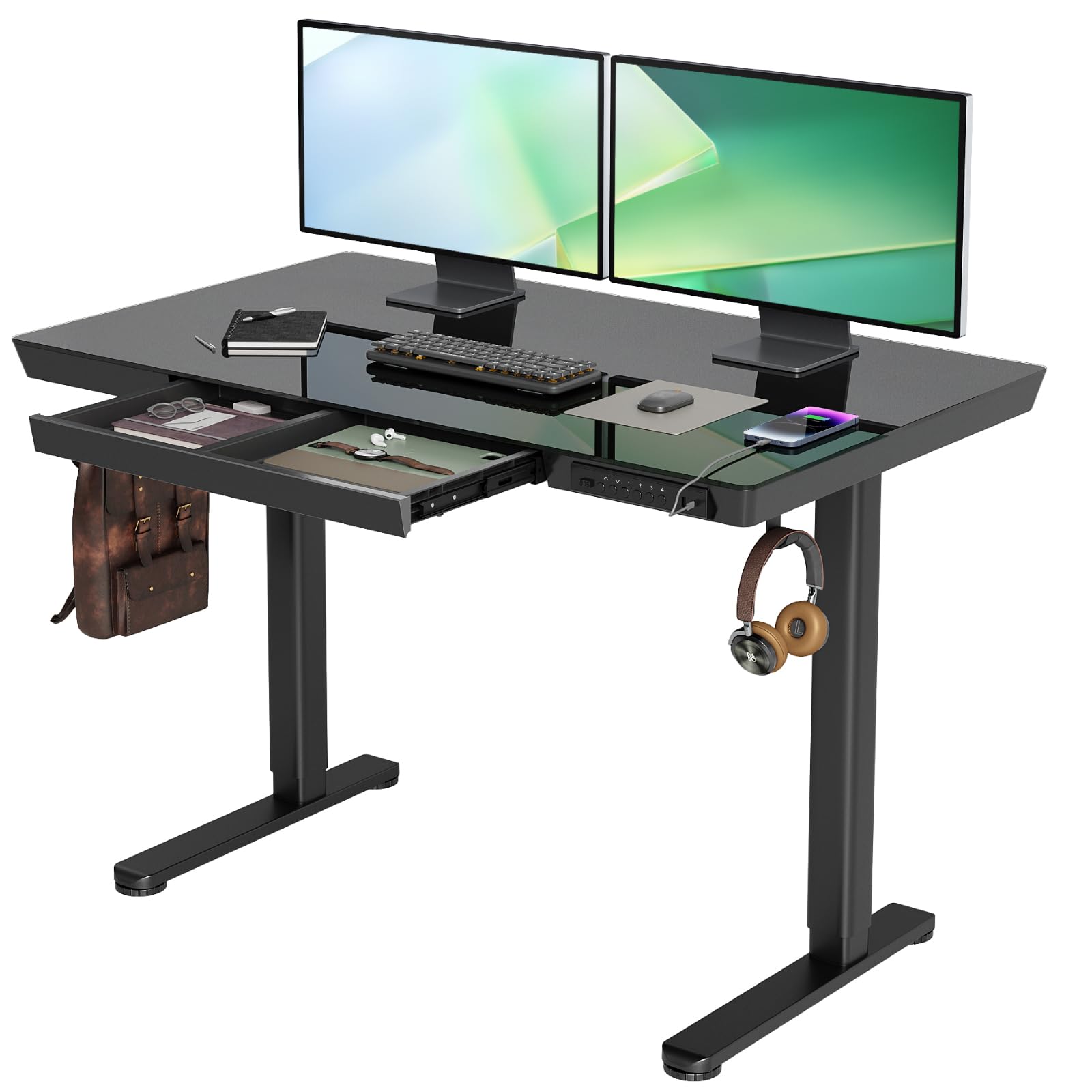 Snapklik.com : Claiks Glass Standing Desk