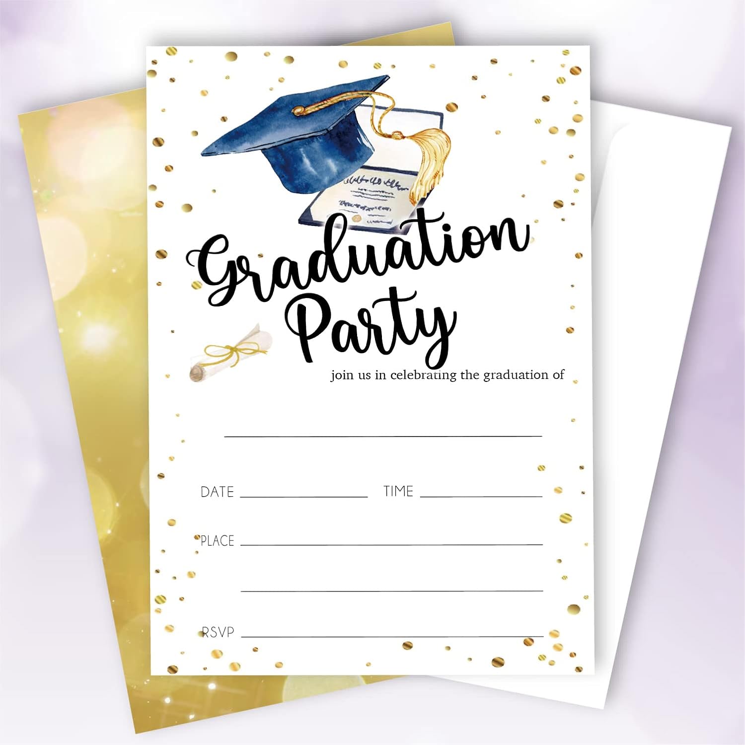 Amazon.com: 20 Sets Graduation Party Invitations 2023 Black and Gold ...