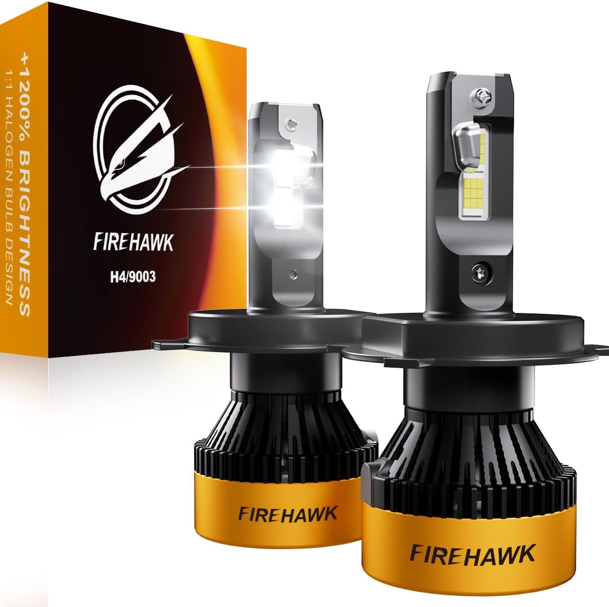 Firehawk H4/9003/HB2 LED Headlight Bulbs 90000LM 1200% Brighter 6000K ...