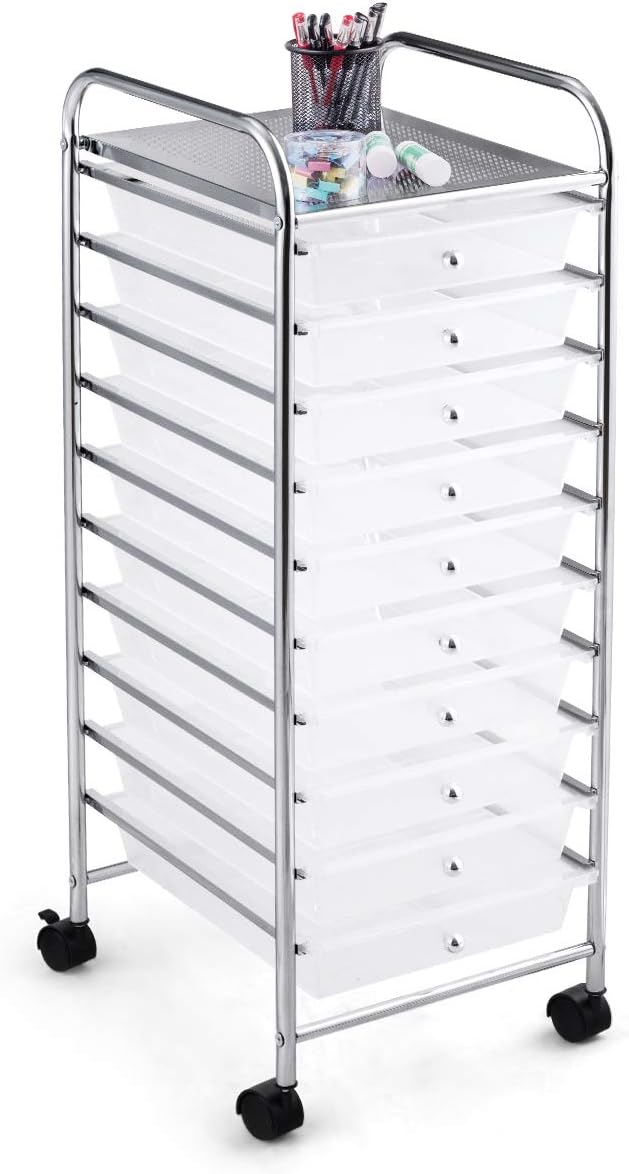 Amazon.com: RELAX4LIFE Storage Cart W/10 Drawers,Rolling Wheels Semi ...
