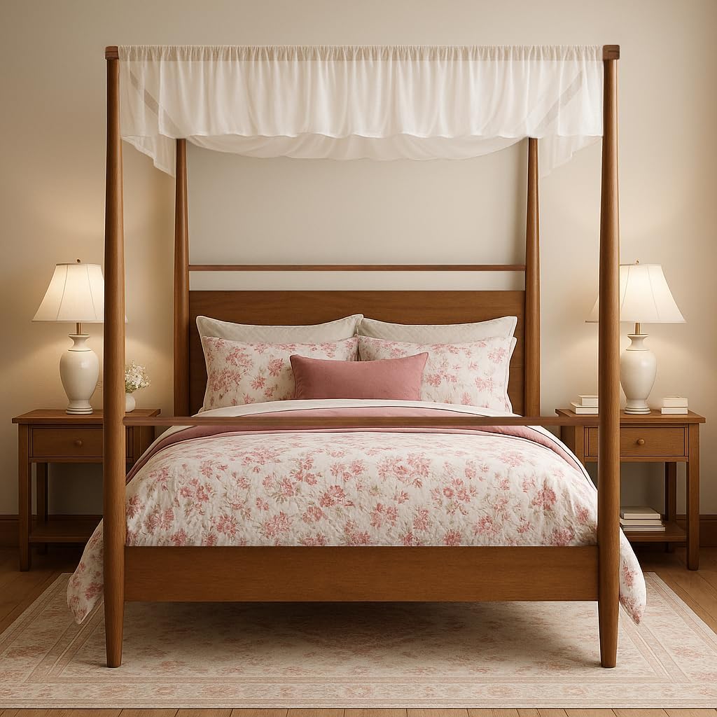 Amazon.com: Solid Wood Canopy Bed Frame Four Poster Bed, No Springs ...