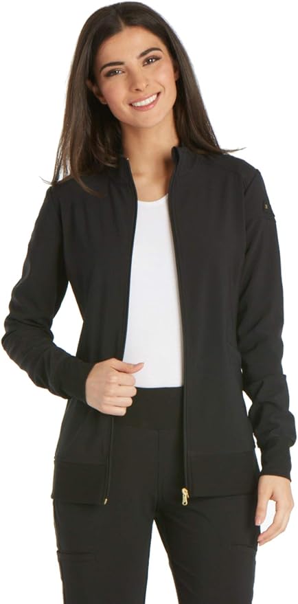 Amazon.com: Cherokee Women's Iflex Zip Front Warm-up Jacket, Black, XXS ...