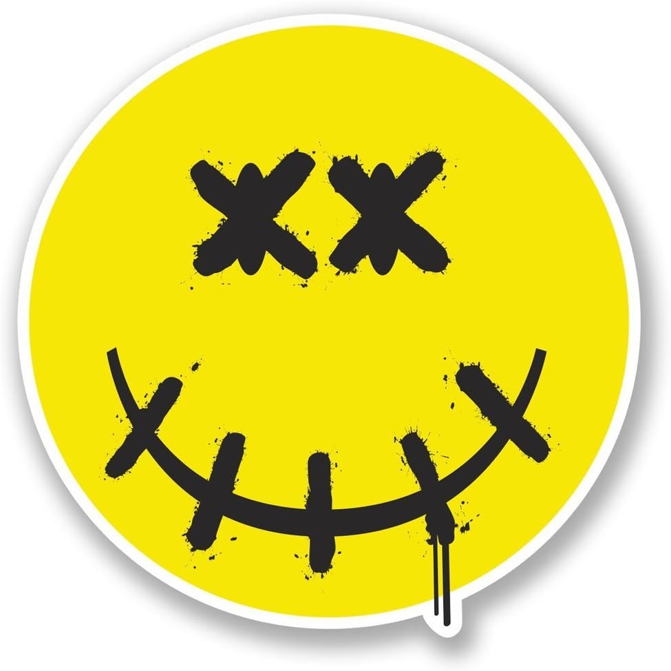 Amazon.com: 2 x 10cm/100mm Dead Smiley Face Vinyl Sticker Decal Laptop ...