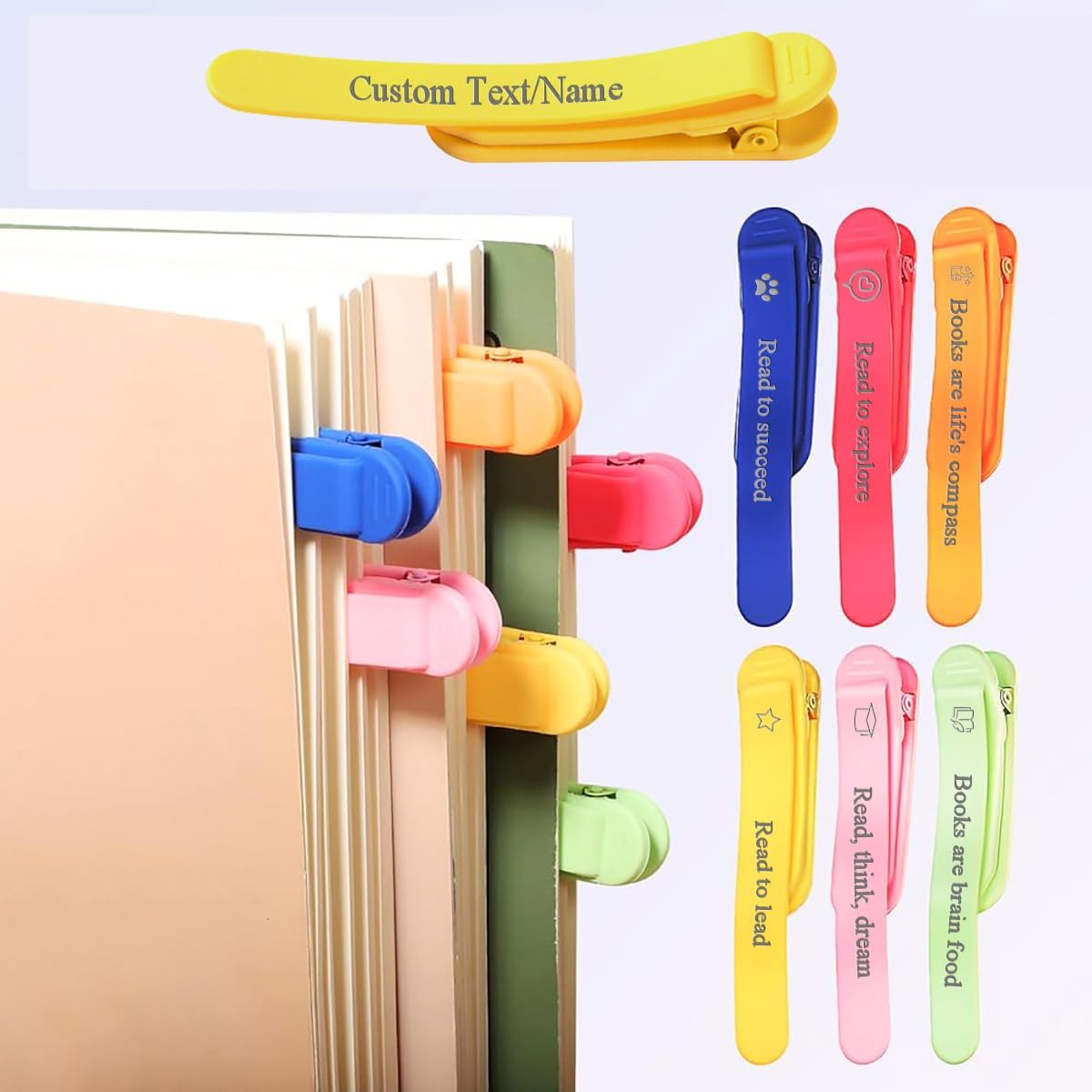 Amazon.com: Personalized Automatic Bookmarks Custom Name Text Silicone ...