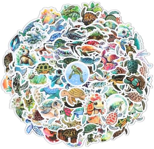 GEEHUA 100Pcs Sea Turtle Stickers, Waterproof Colorful Sea Turtle ...