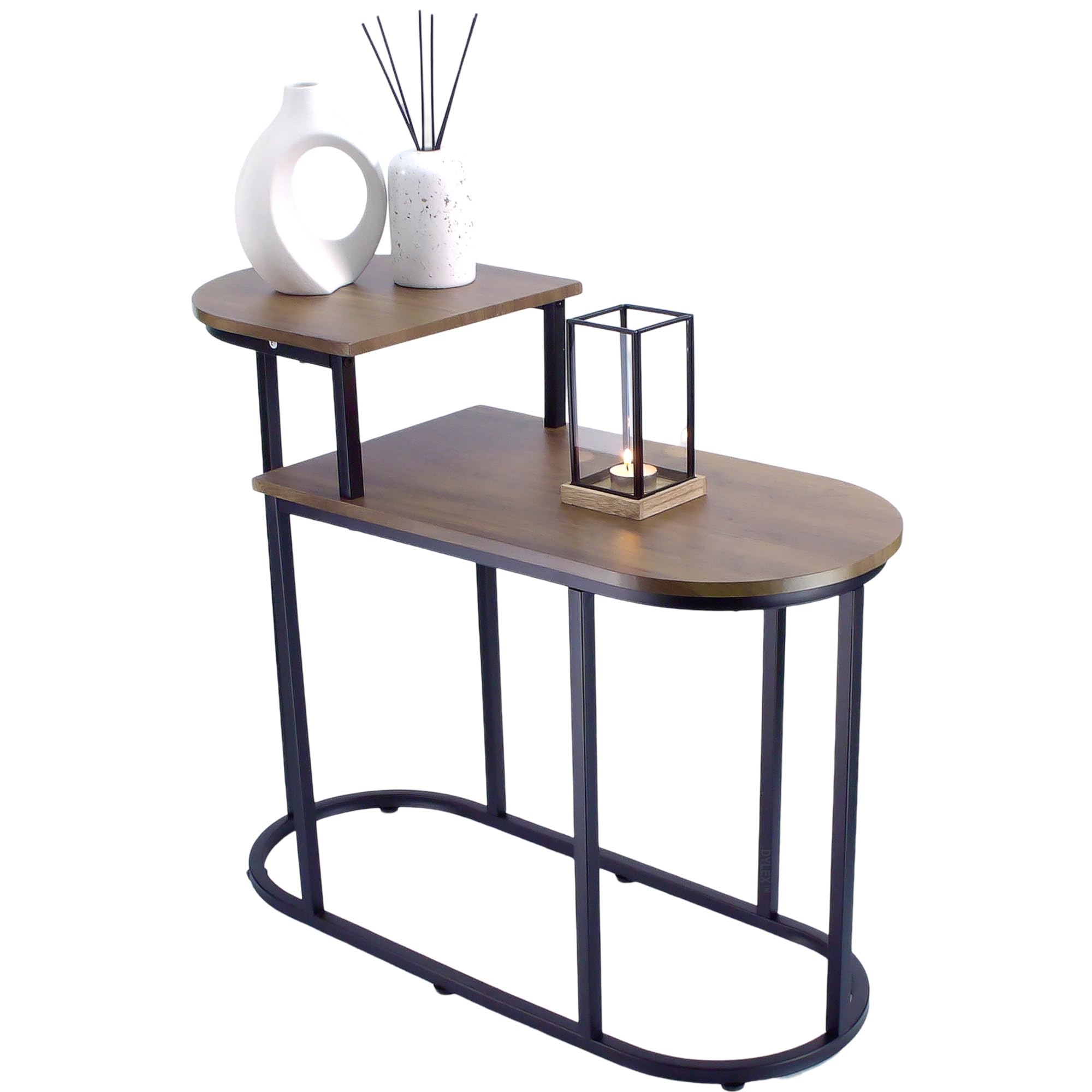 Dylex 2 Tier Side Table Modern Sofa Side Coffee table Rustic Oak Finish ...