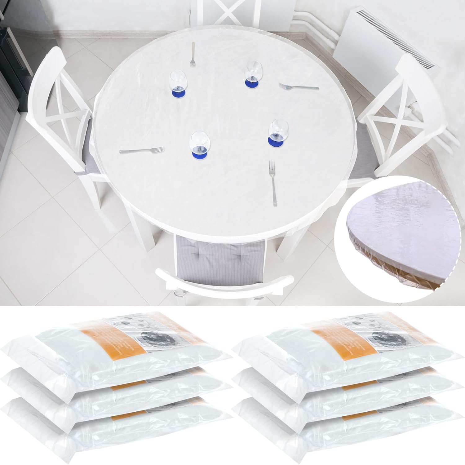 Amazon.com: Boao 6 Pcs 60 Inch Round Waterproof Table Cover Elastic ...