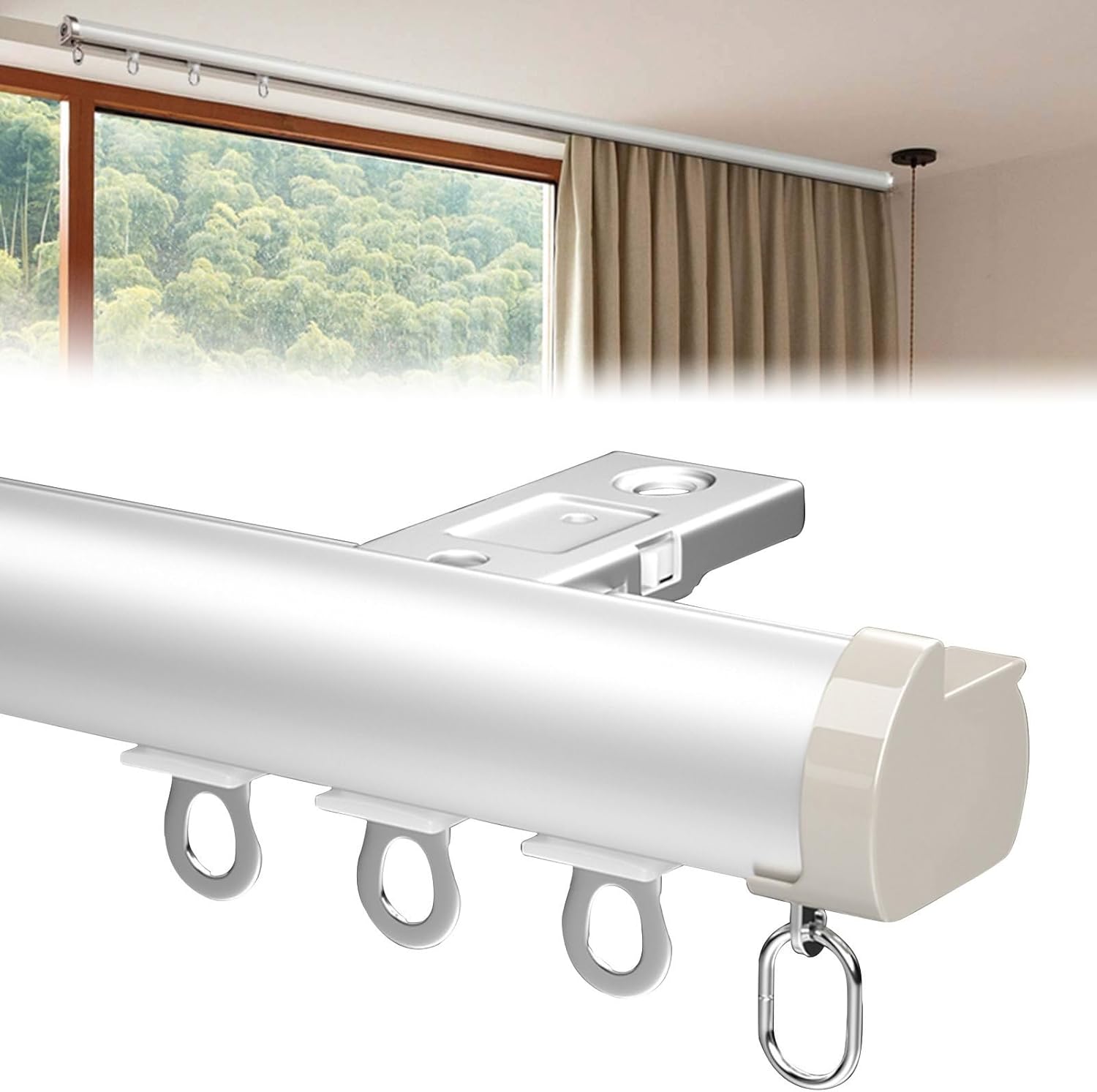 Amazon.com: Single Curtain Rod - Smooth Sliding Window Drapery Rod ...