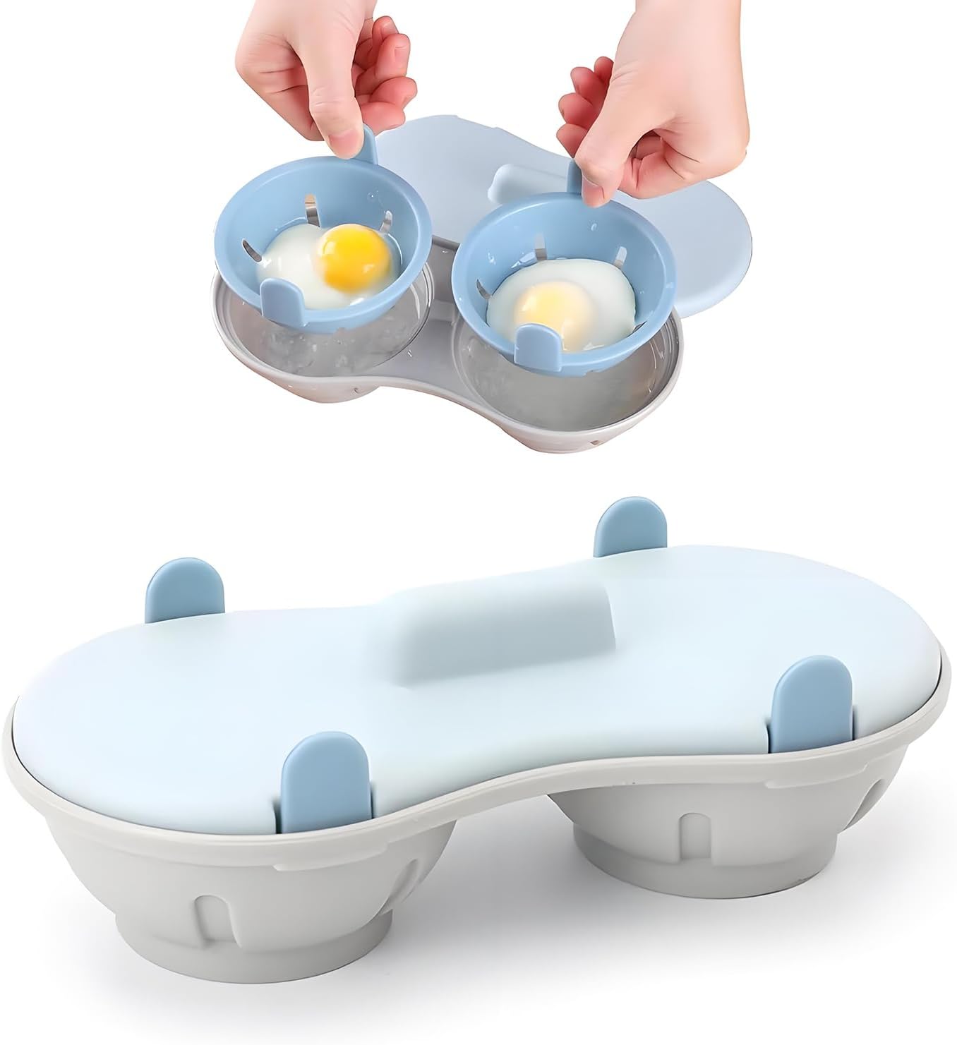 Amazon.com: Egg Poacher Microwavable, 2 Cavity Microwave Egg Cooker ...