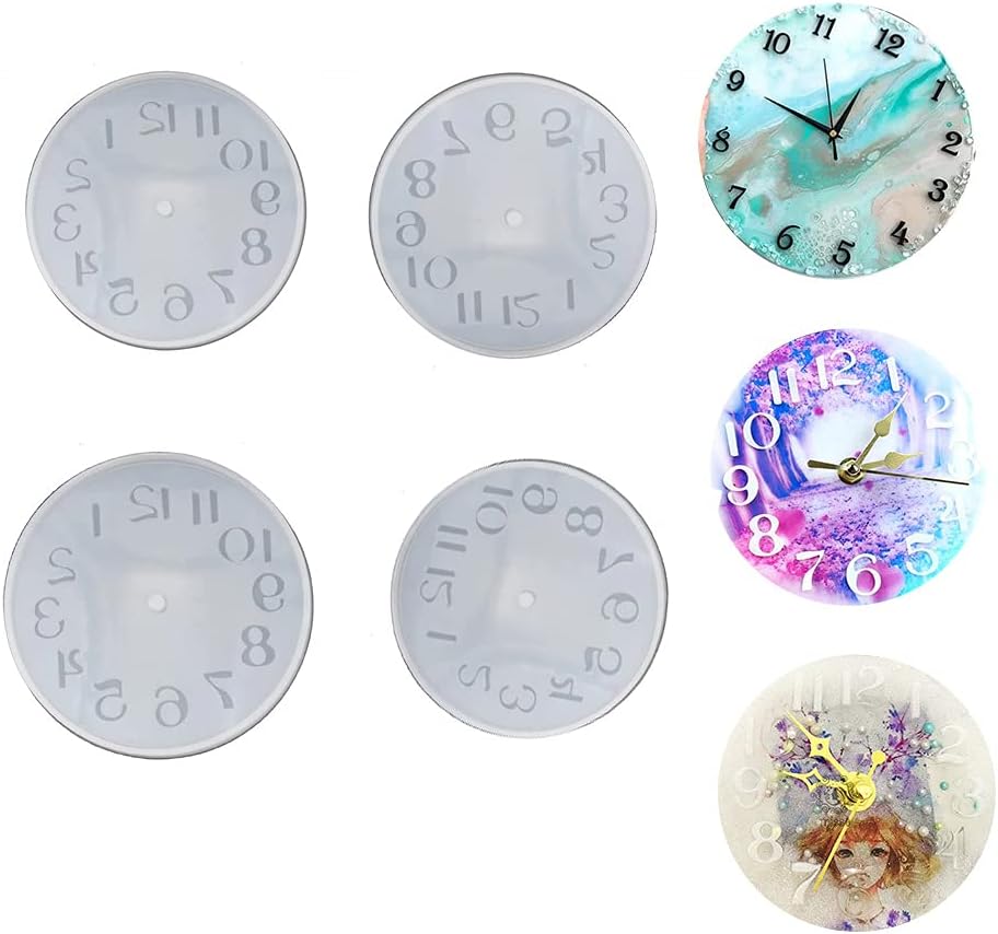 WMLBK 4PCS Large Round Clock Silicone Making Mould - Round Clock DIY ...