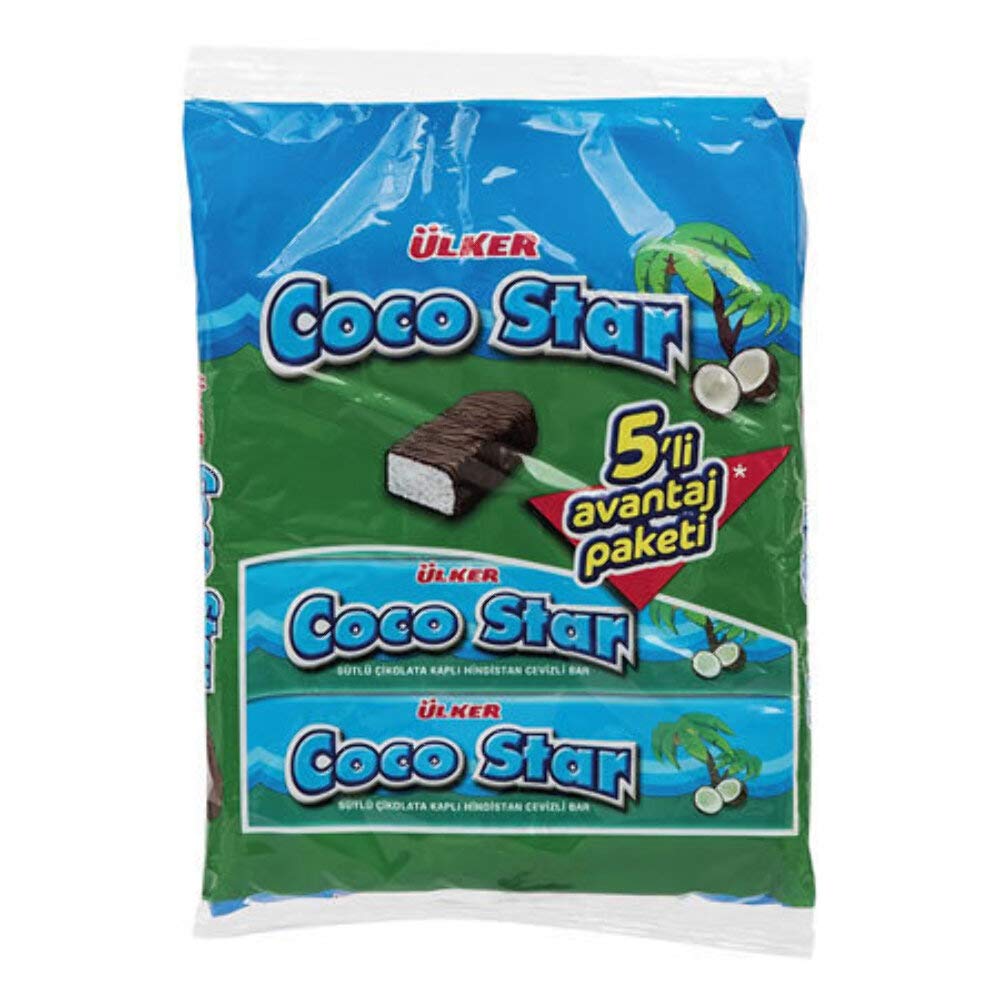 Amazon.com : Ulker Coco Star Chocolate Covered Coconut Bar, 5 count ...