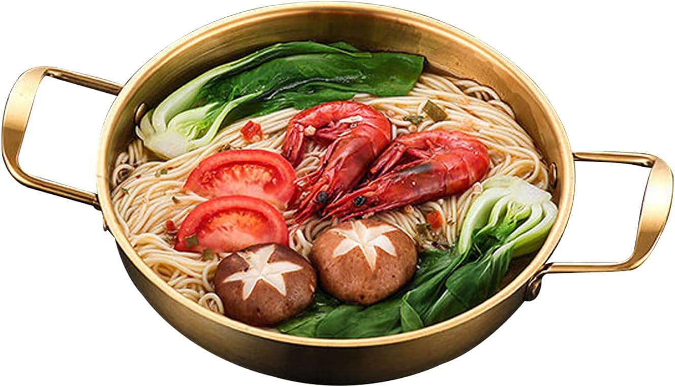 Amazon.com: Korea Ramen Pot, Double Handle Cooking Pot Stainless Steel ...