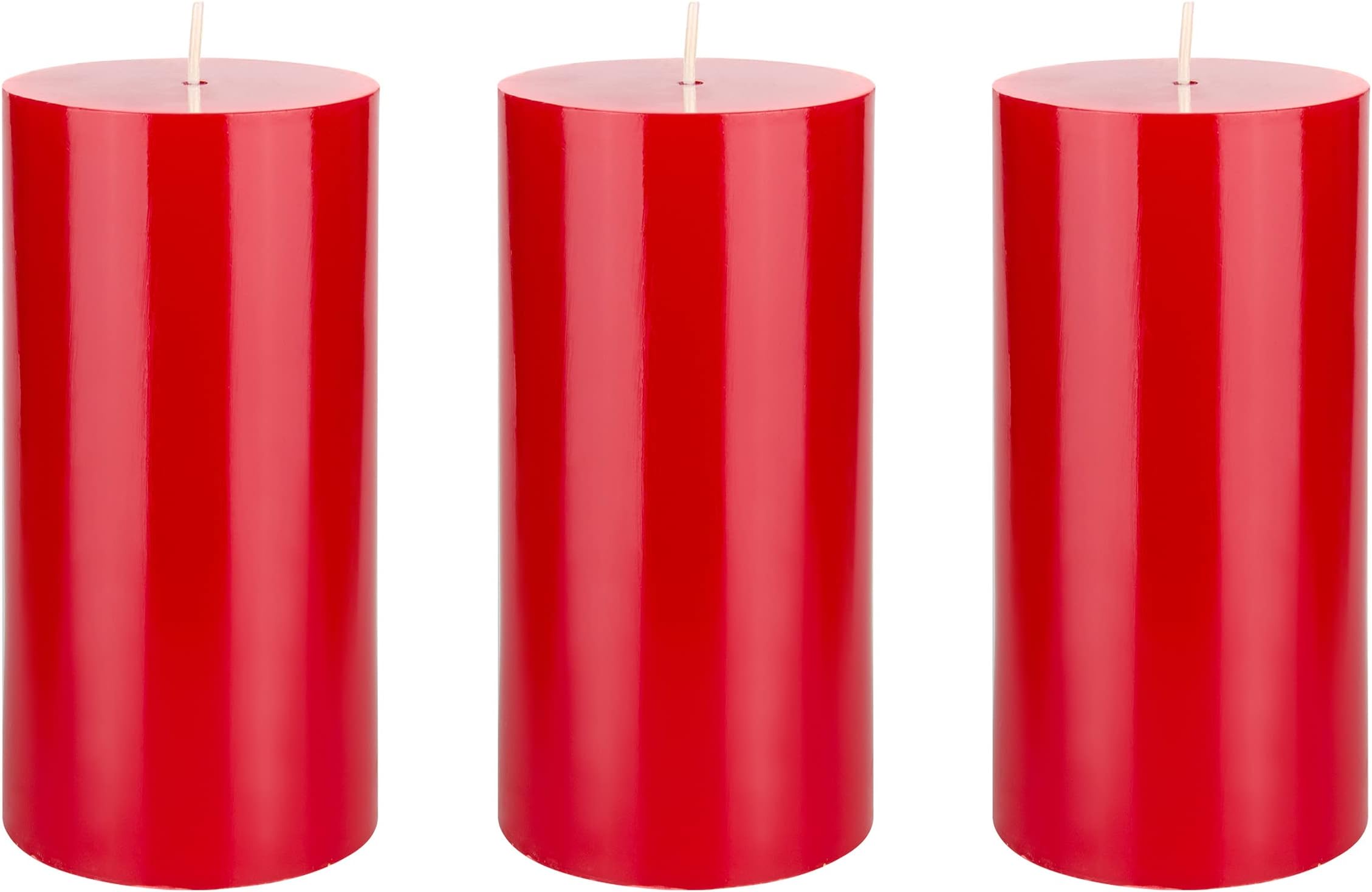 Amazon.com: Mega Candles 6 pcs Unscented Red Round Pillar Candle, Hand ...