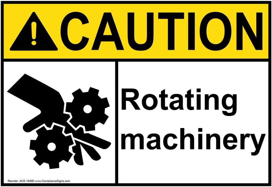 Amazon.com: ComplianceSigns.com Caution Rotating Machinery ANSI Safety ...