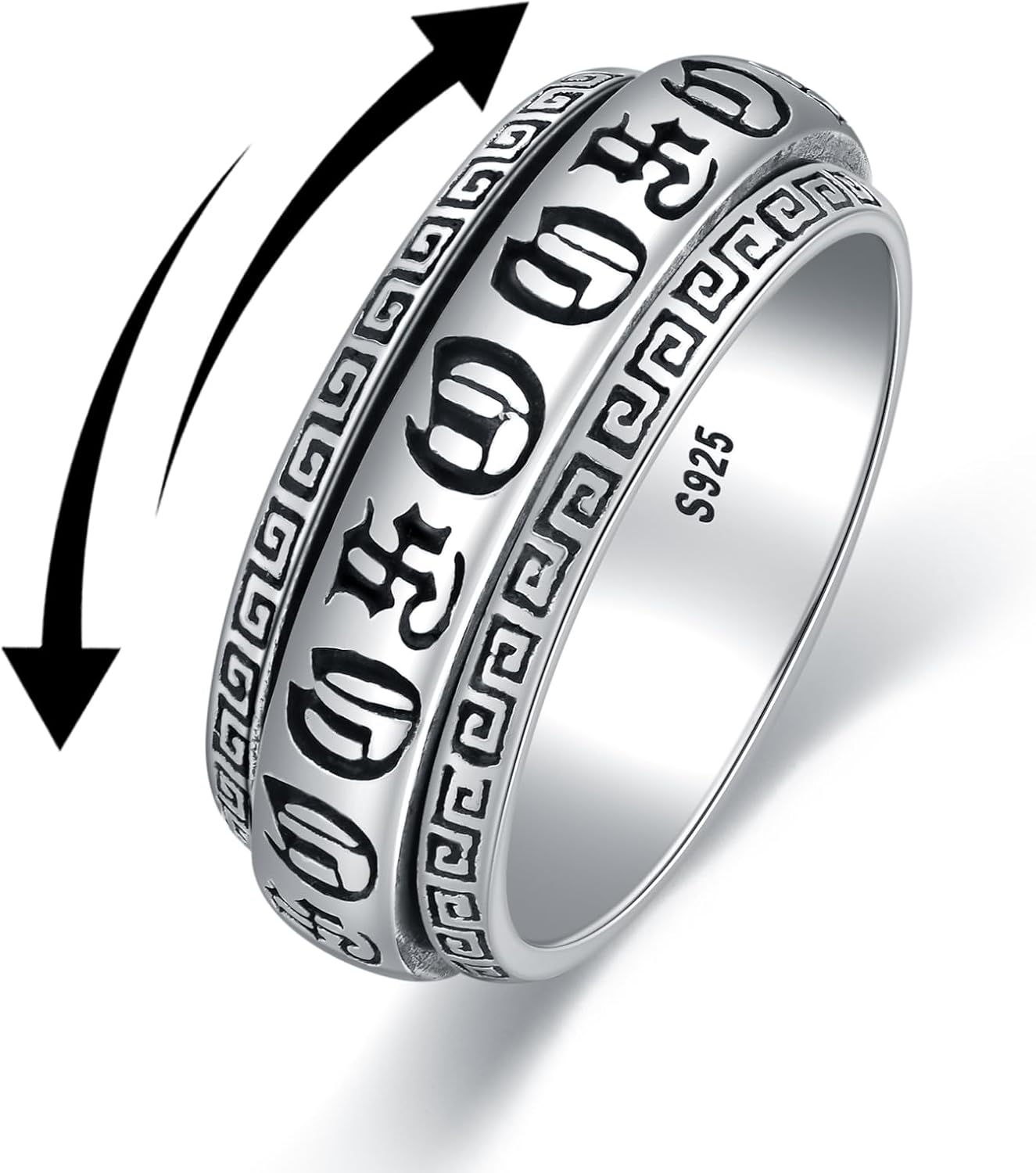 PDTJMTG Spinner Ring Sterling Silver Magic Spells Fidget Band Ring ...