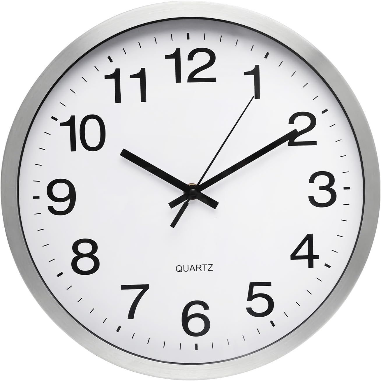 Amazon.com: bakbrand Wall Clock 12 Inch Silver Brushed Finish Silent ...