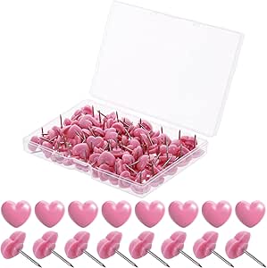 Amazon.com: Prasacco 100 Pcs Pink Heart Push Pins, Cute Decorative ...