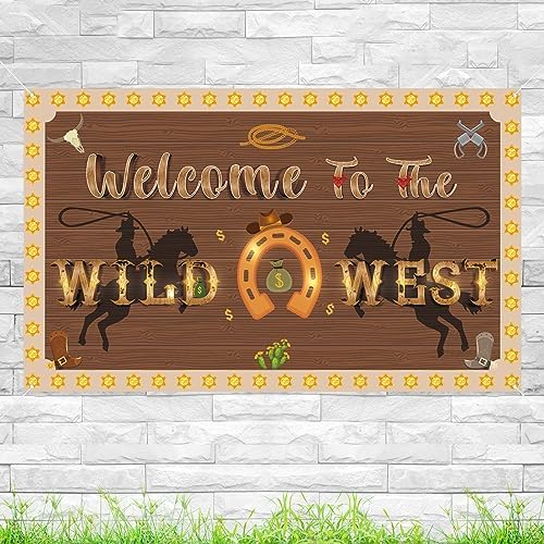 Amazon.com: Kimini-Ki Brown Welcome to the Wild West Banner Backdrop ...