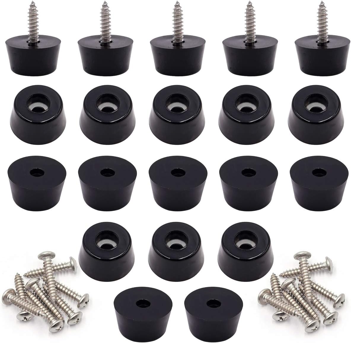 48PCS 4 Size Anti Scratch Screw-on Round Black Rubber Feet Bumpers Pads ...