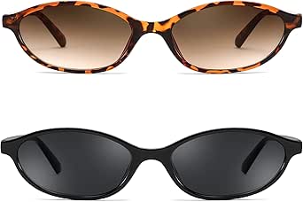 FEISEDY Retro Oval Cat Eye Sunglasses for Women 90s Narrow Lightweight Shades Y2K Trendy Sunnies ...