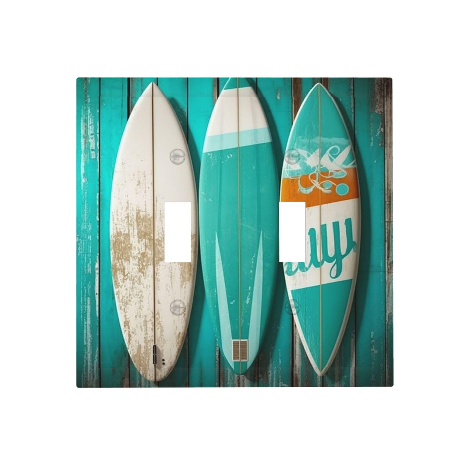 Toggle Light Switch Covers Vintage Turquoise Wood Surfboard Wall Plate ...