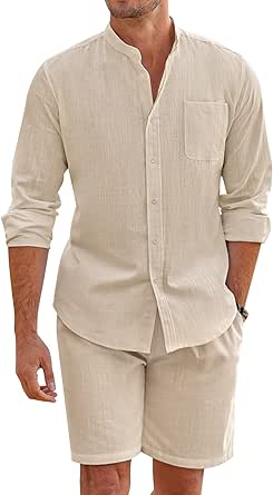 COOFANDY Mens Sets 2 Piece Outfits Summer Casual Long Sleeve Shirt And ...