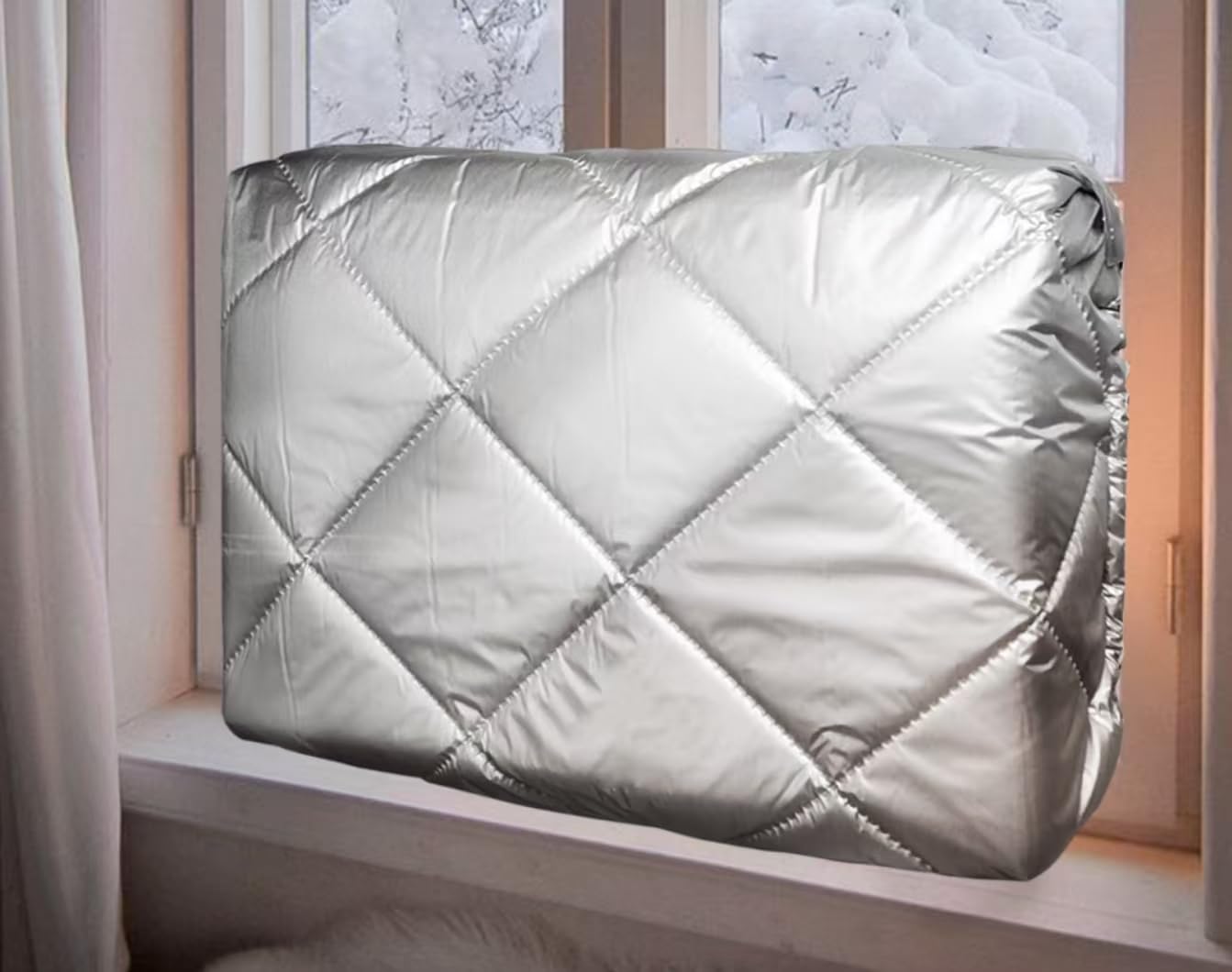 Amazon.com: Silver Thickened Window Air Conditioner Cover Inside ...
