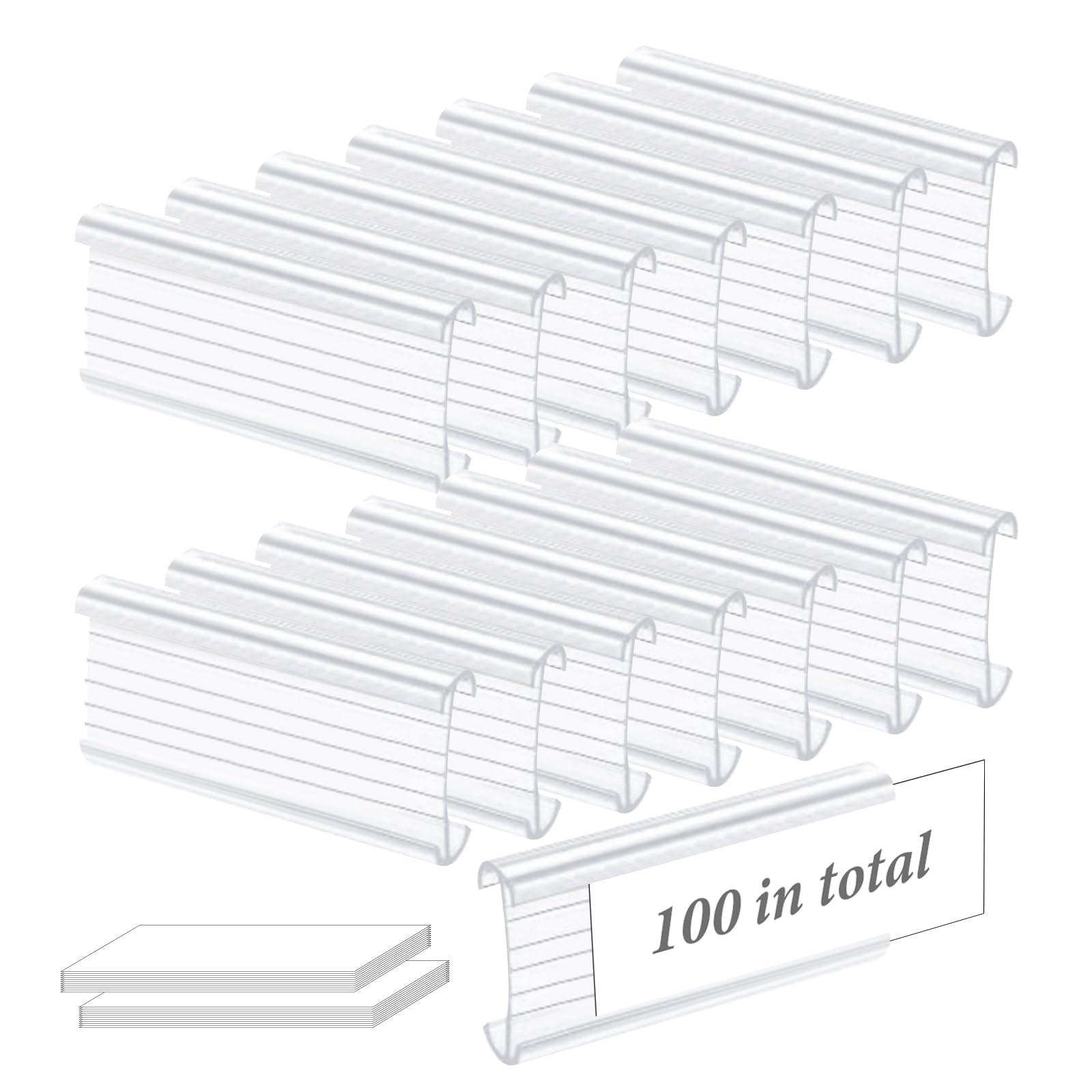 UgyDuky 100Pcs Wire Shelf Label Holders with 100Pcs Label Paper Inserts ...
