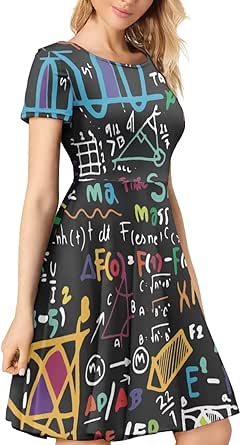 POLERO Math Formula Dress for Women Summer Casual Short Sleeved Dress ...