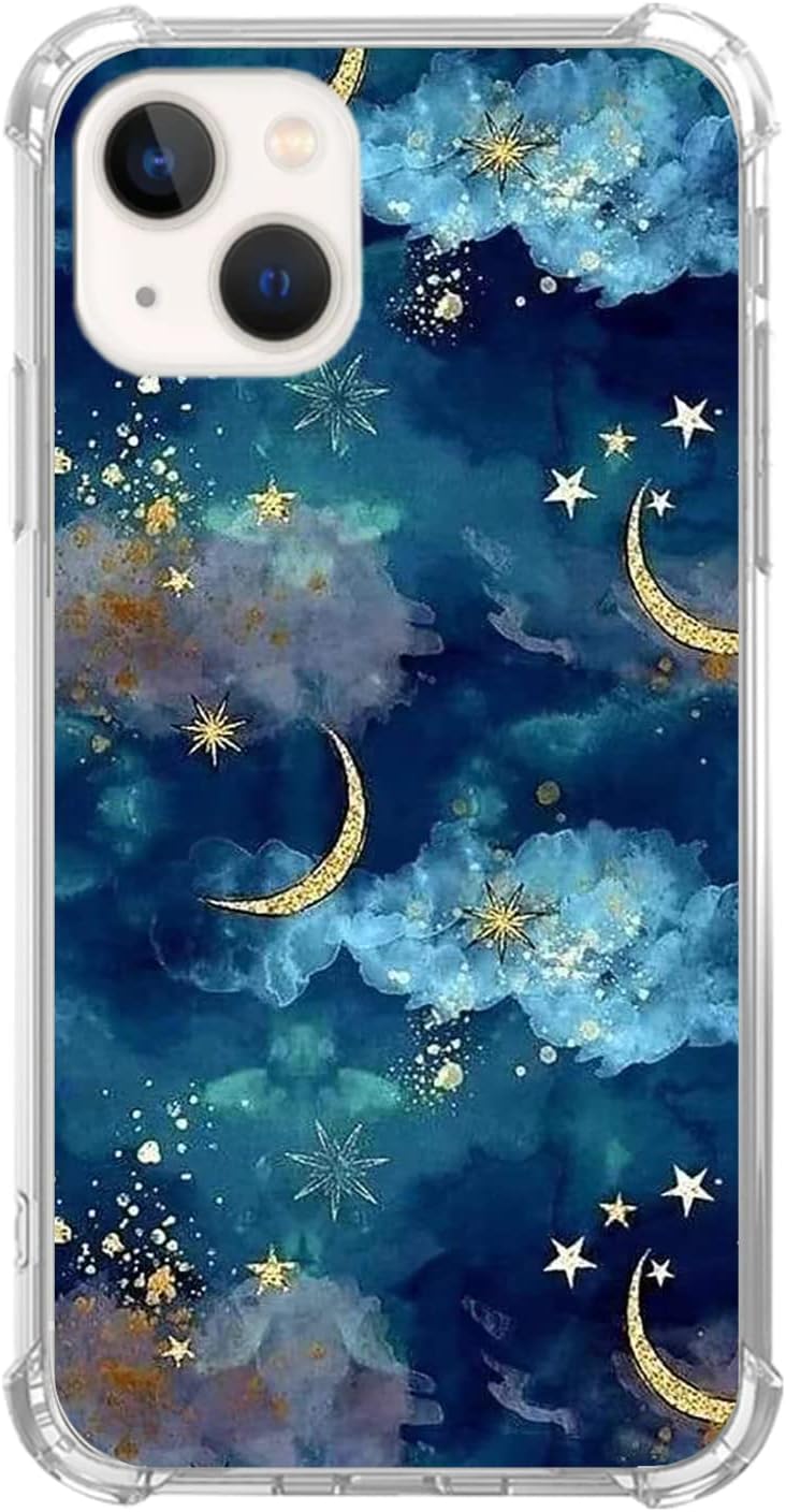 Amazon.com: Voisgufley Indigo Blue Moon and Stars Case Compatible with ...